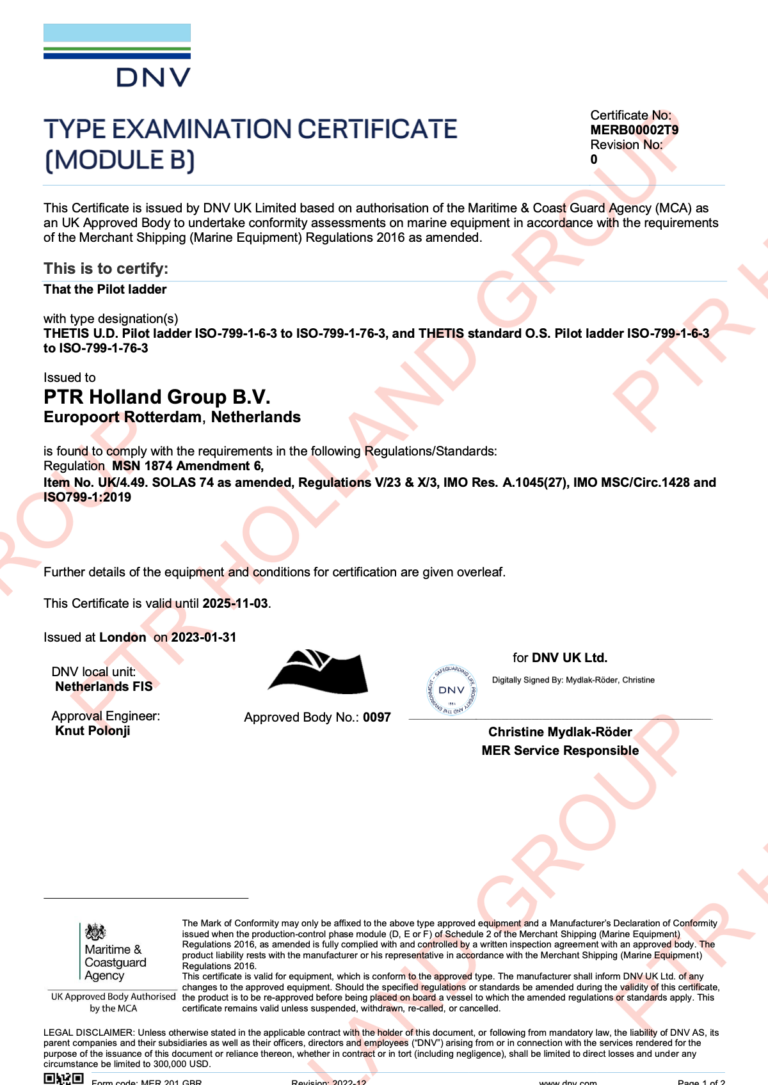 Wooden Pilot ladder - Thetis - PTR Holland ® Group